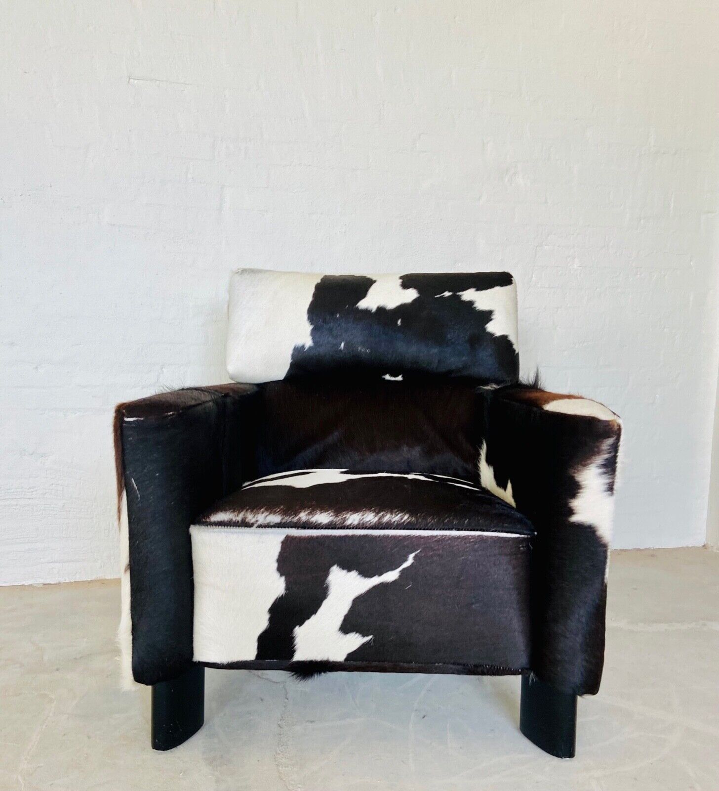 Vintage Danish Leather Cow Hide Lounge Chair - Retro Chic Interiors