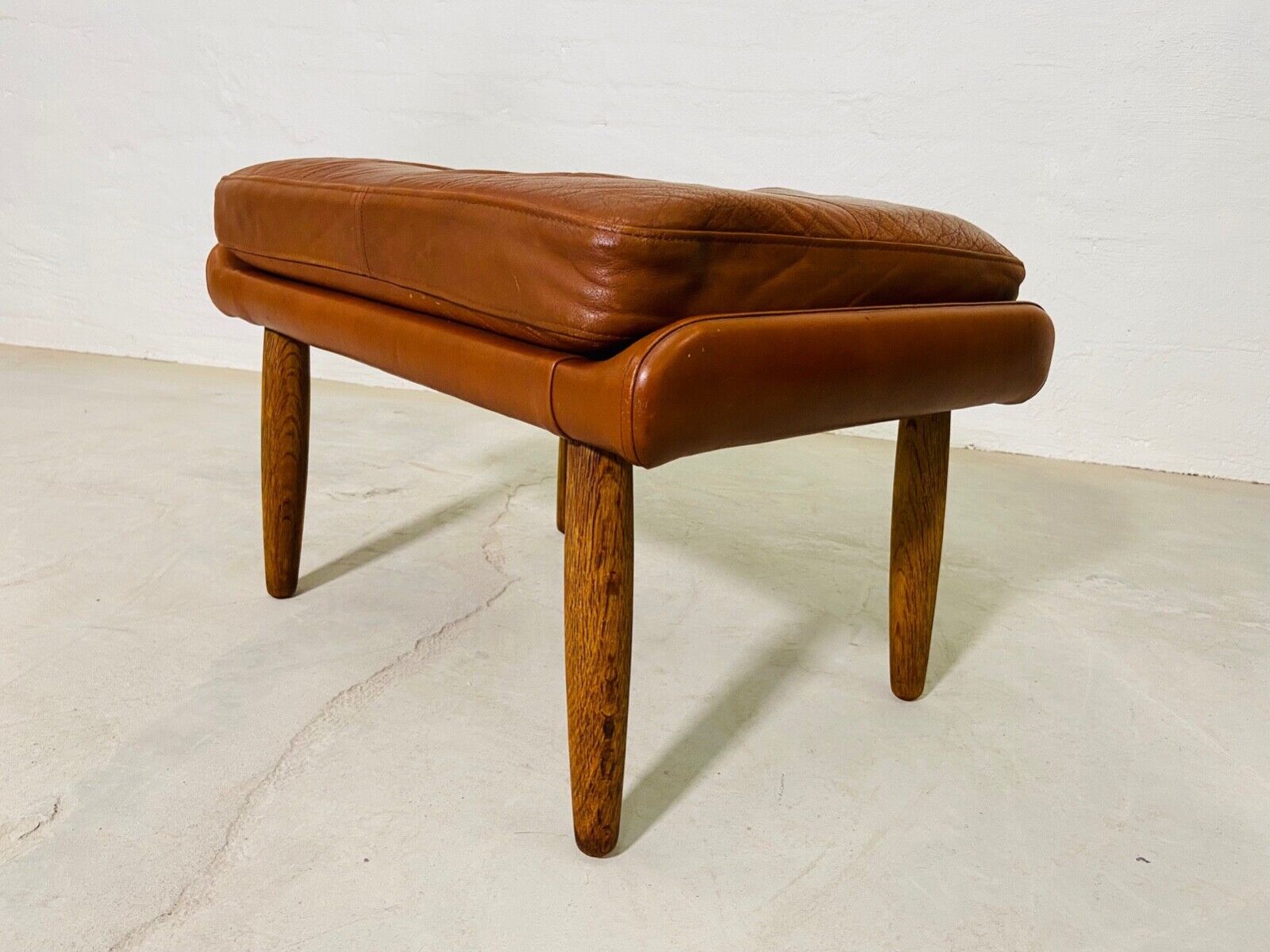 Vintage Danish Mid Century Svend Skipper Footstool In Cognac Leather ...